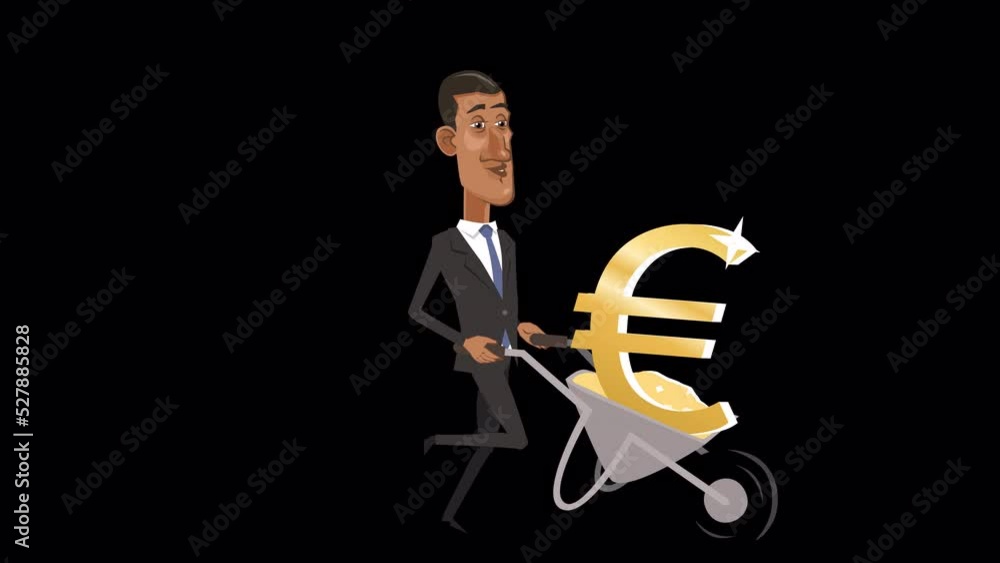 Cartoon black african businessman character running and pushing hand ...