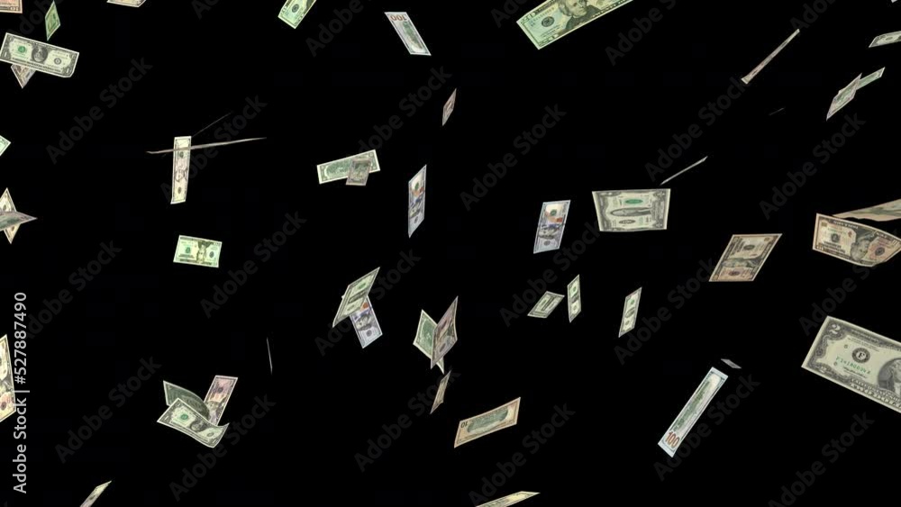 Euro banknotes falling from the left on transparent background with an ...