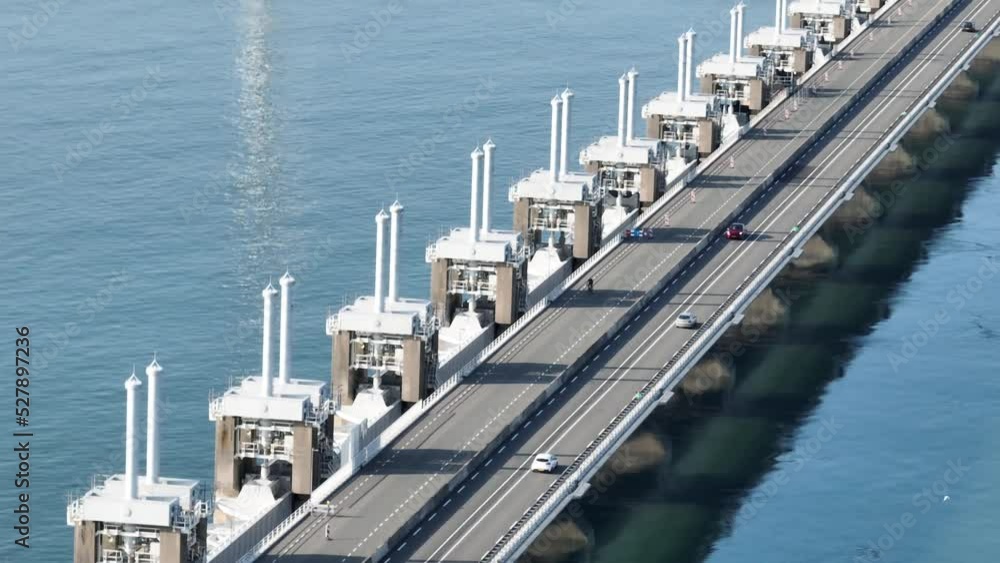 The Delta Works water flood defense system, in the Netherlands, protect ...