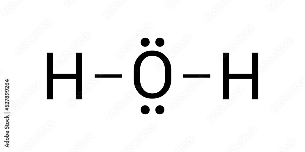 Lewis structure of water (H2O) Stock Vector | Adobe Stock