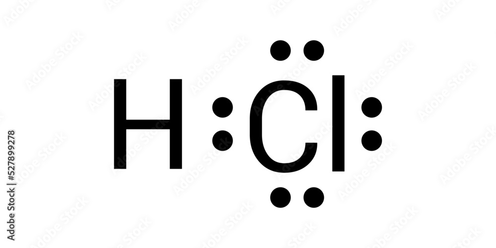 Lewis structure of hydrochloric acid (HCl) Stock Vector | Adobe Stock