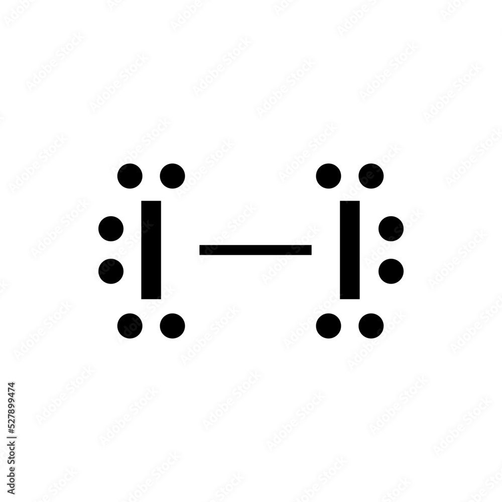 Lewis structure of iodine (I2) Stock Vector | Adobe Stock