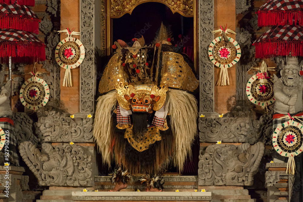 Balinese barong Ket dancing in a dragon-like costume Stock Photo ...