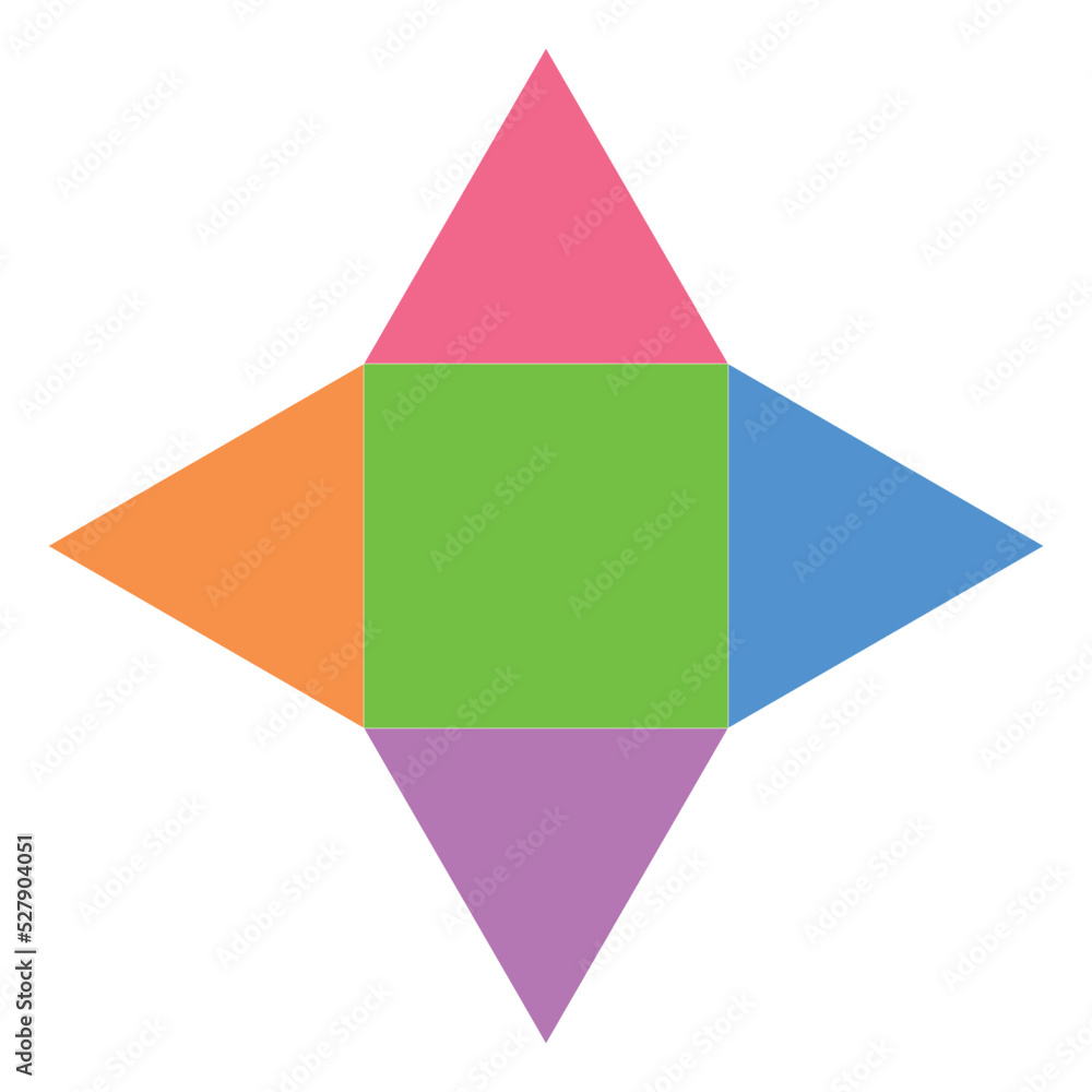 Colorful paper model of square-based pyramid Stock Vector | Adobe Stock