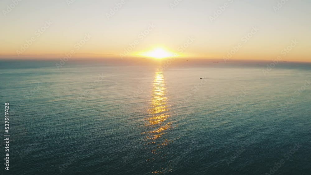 Waves, sea or ocean texture with sunrise or sunset sky, background and ...