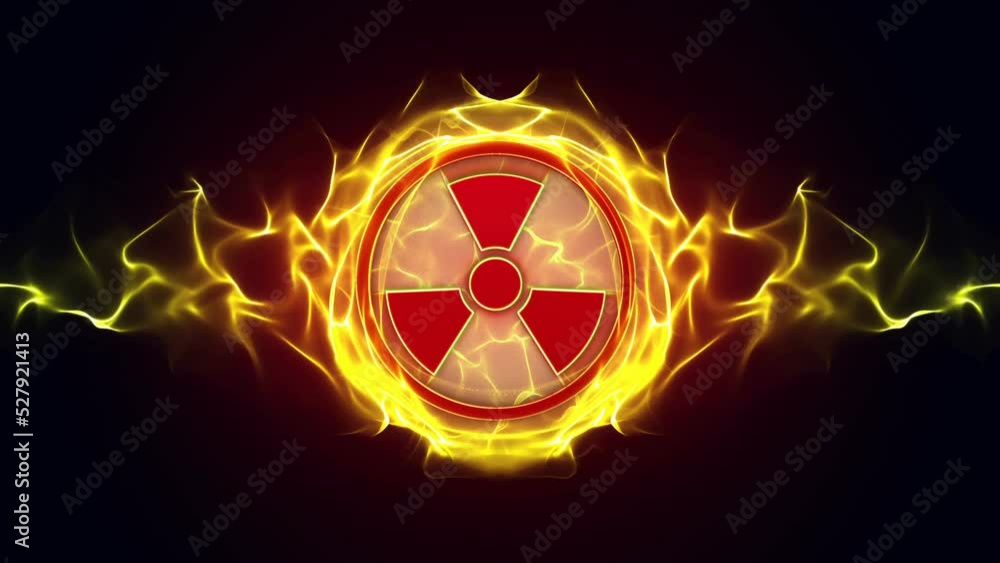 NUCLEAR Symbol in Particles Ring, Radiation Hazard Danger Symbols ...