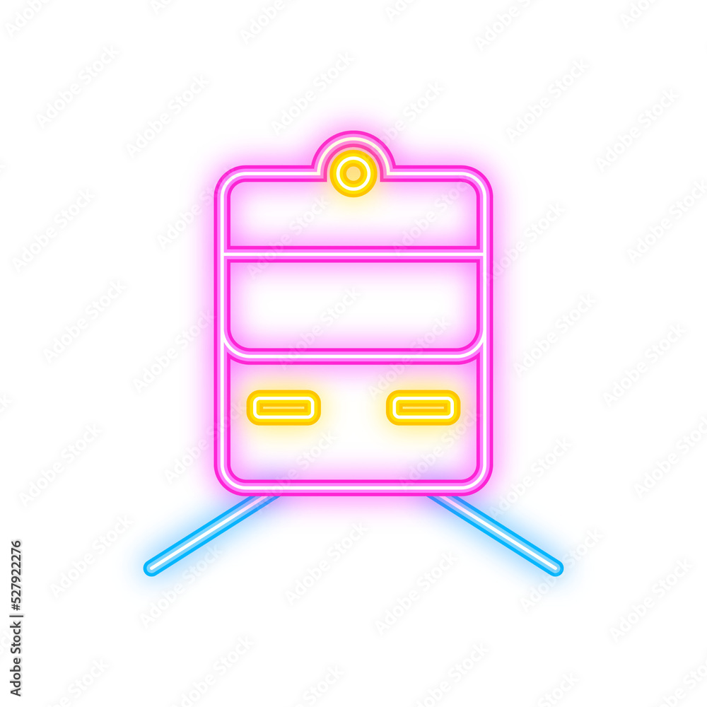 Train Front Neon Sign. Metro underground. Vector stock illustration ...