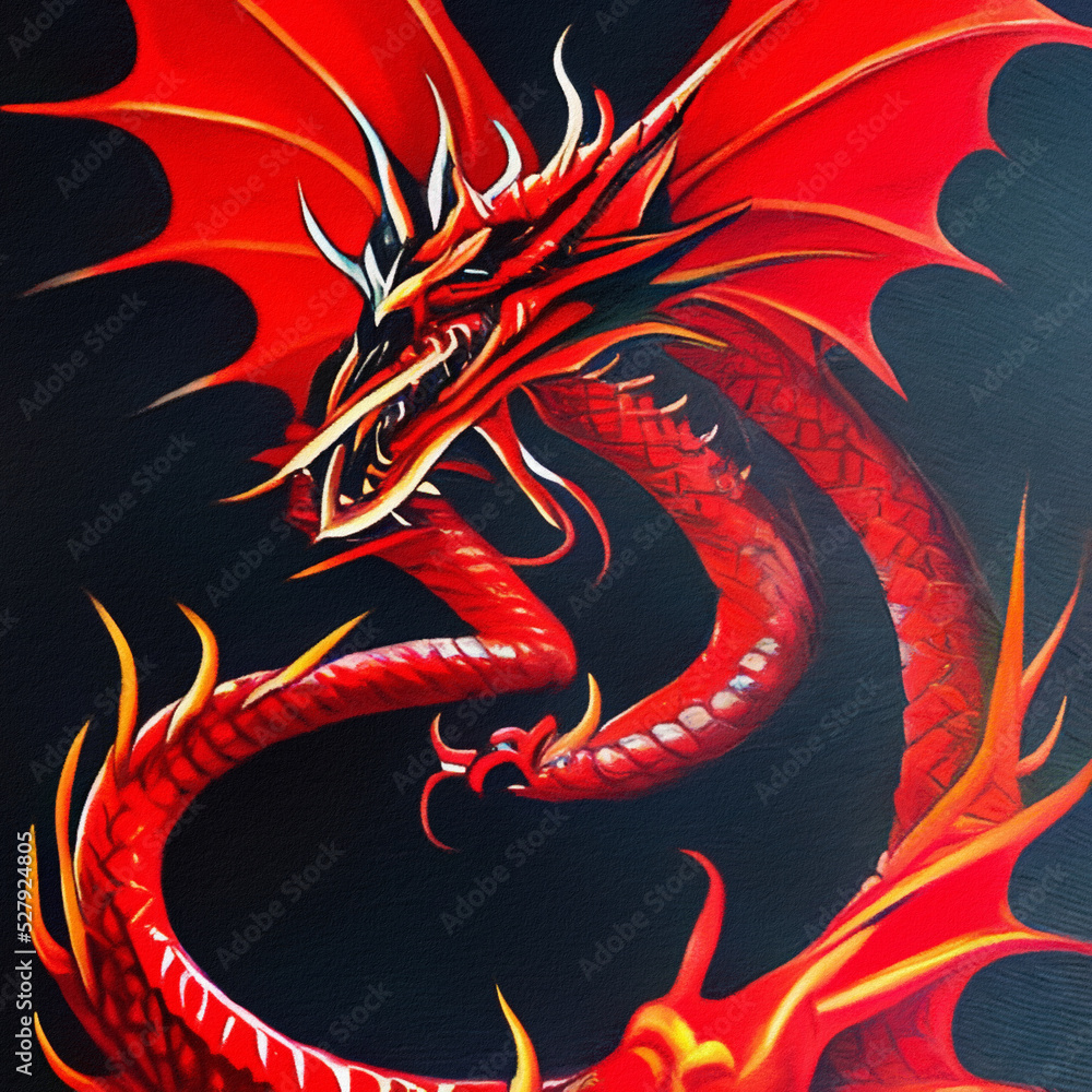 Fantasy evil dragon portrait. Surreal artwork of danger dragon from ...