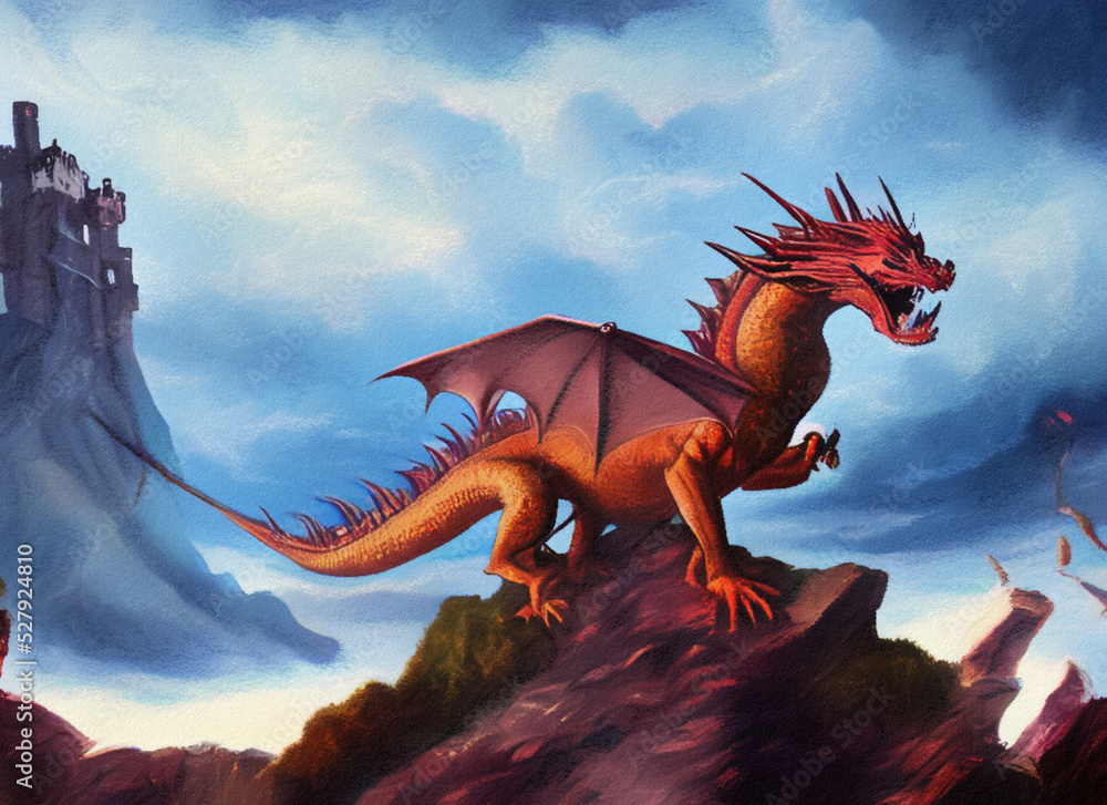 Fantasy evil dragon portrait. Surreal artwork of danger dragon from ...