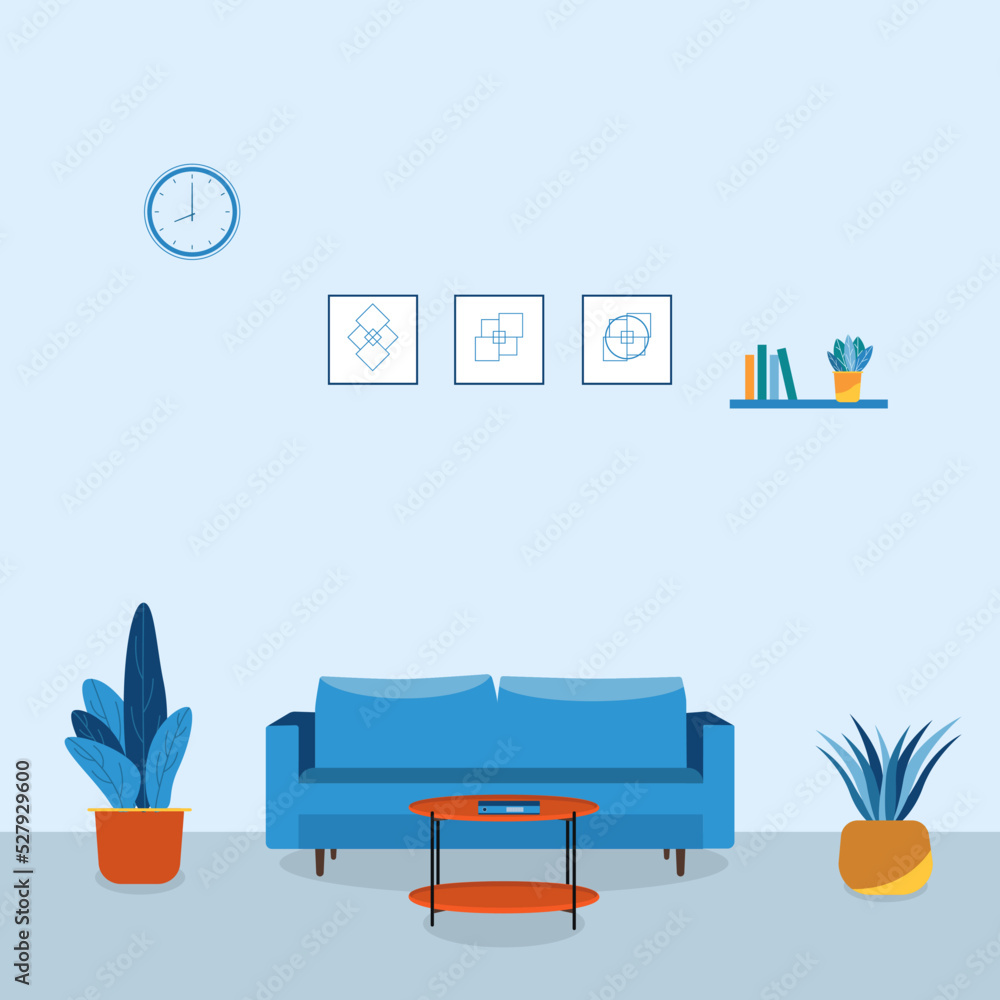 Cartoon Home interior room background template. background concept ...