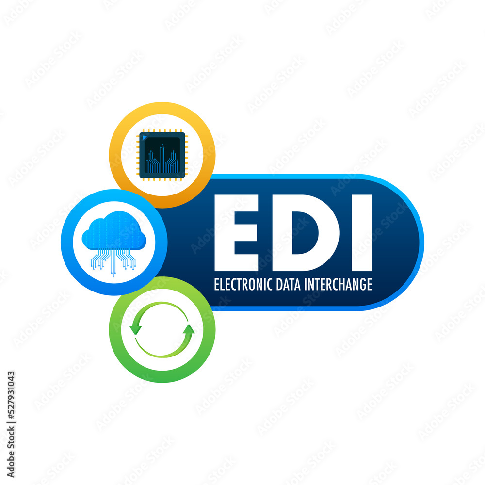 EDI - electronic data interchange. Devices, volume, database. Vector ...