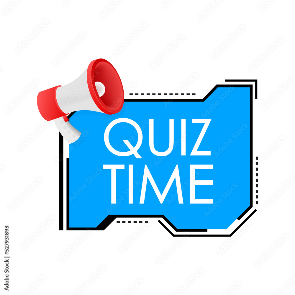 Quiz time logo with clock, concept of questionnaire show sing, quiz ...