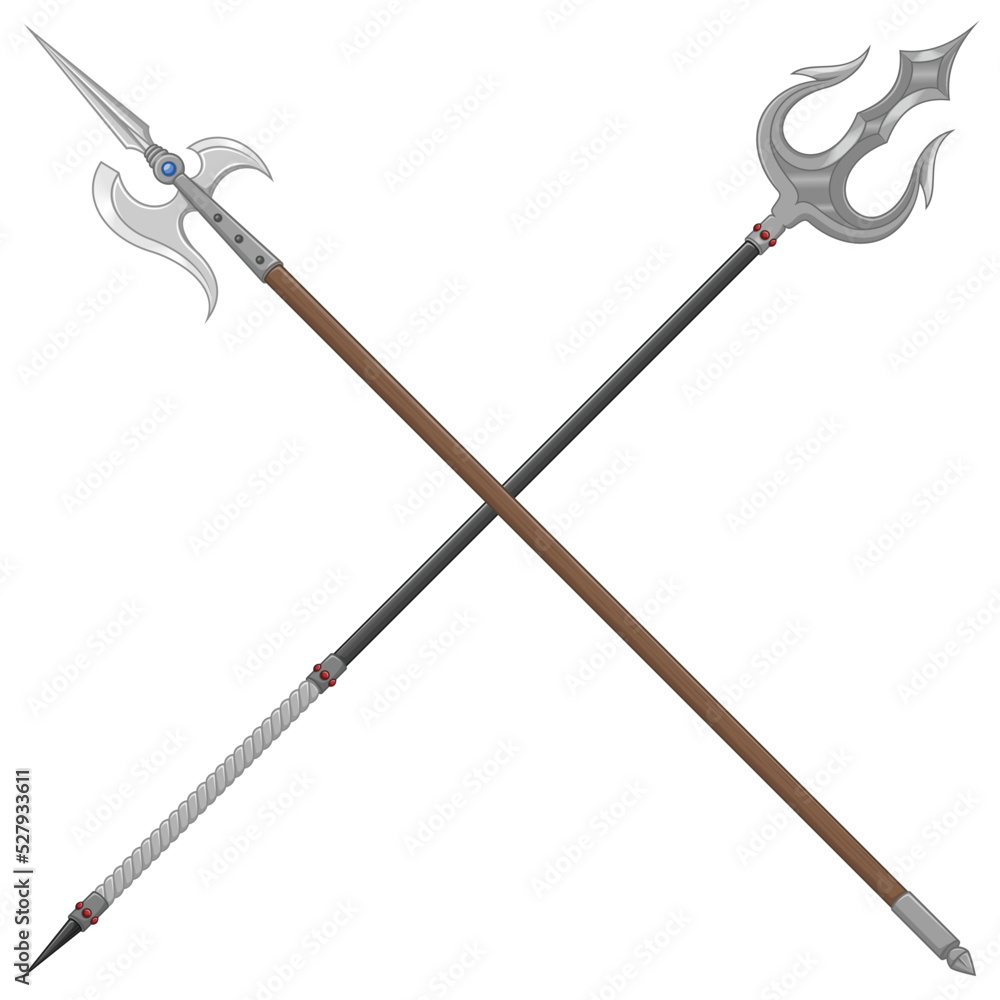 Vector design of trident with halberd, white weapon used in the middle ...