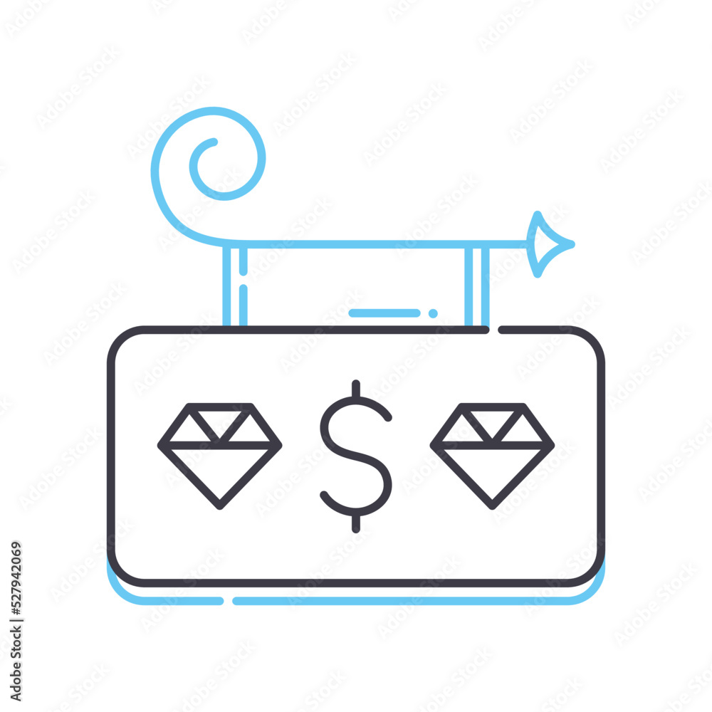 pawn shop sign line icon, outline symbol, vector illustration, concept ...