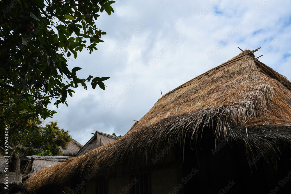 Traditional design of the exterior of SASAK houses in Sade Village ...