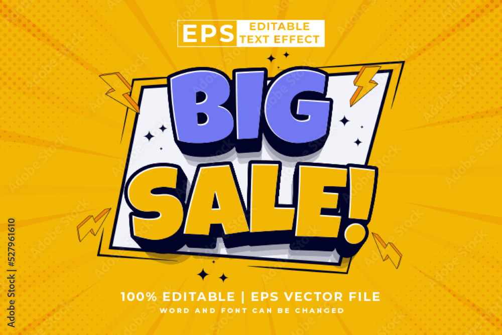 Editable text effect Big Sale 3d cartoon template style premium vector ...