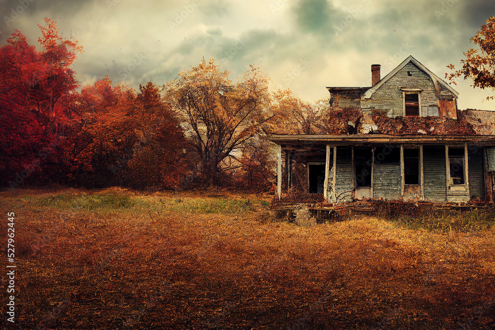 Haunted house, old worn-down abandoned home, creepy and spooky Stock ...
