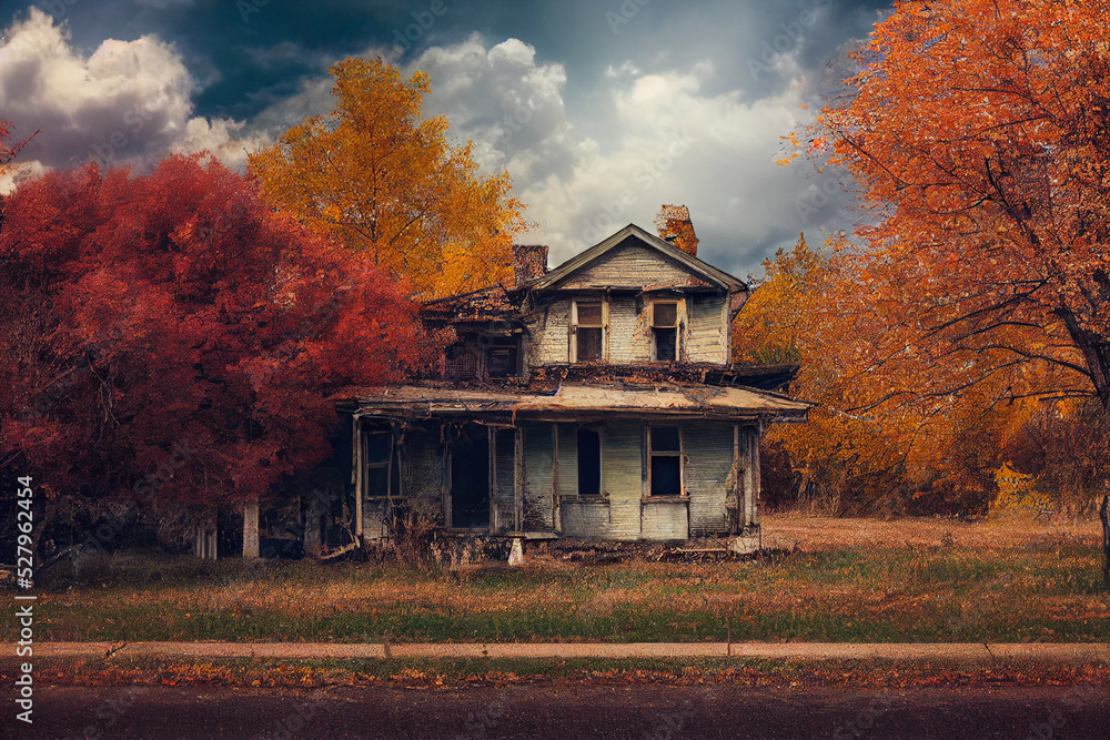 Haunted house, old worn-down abandoned home, creepy and spooky Stock ...