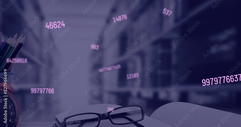 Animation of growing numbers over school items in class Stock Video ...