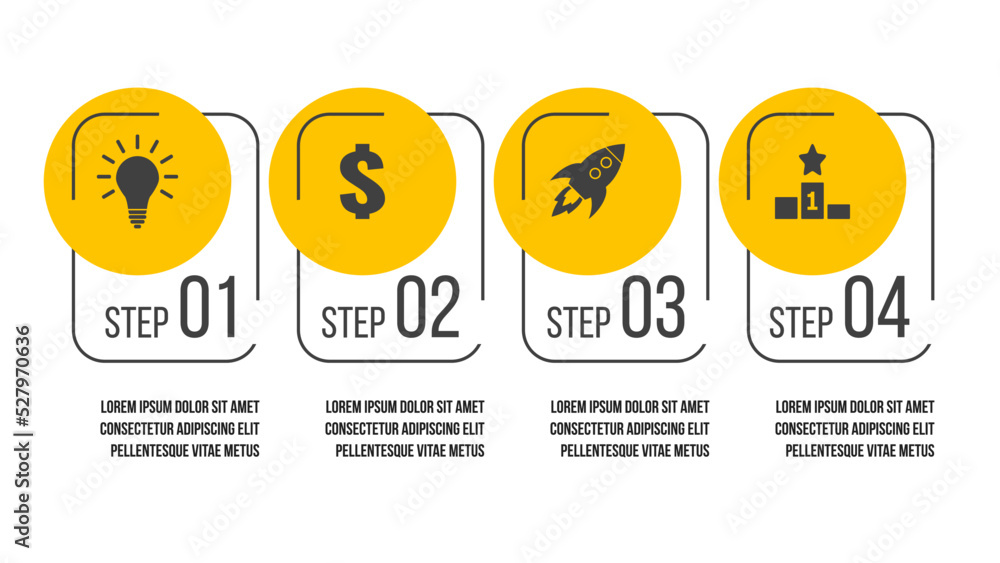 4 steps business process diagram. Four options vector infographics ...