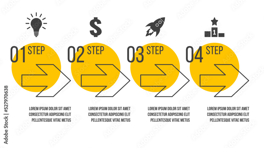 4 steps business process diagram. Four options vector infographics ...