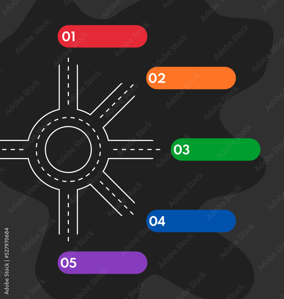 5 options blank diagram. Strategy or marketing plan infographics mockup ...
