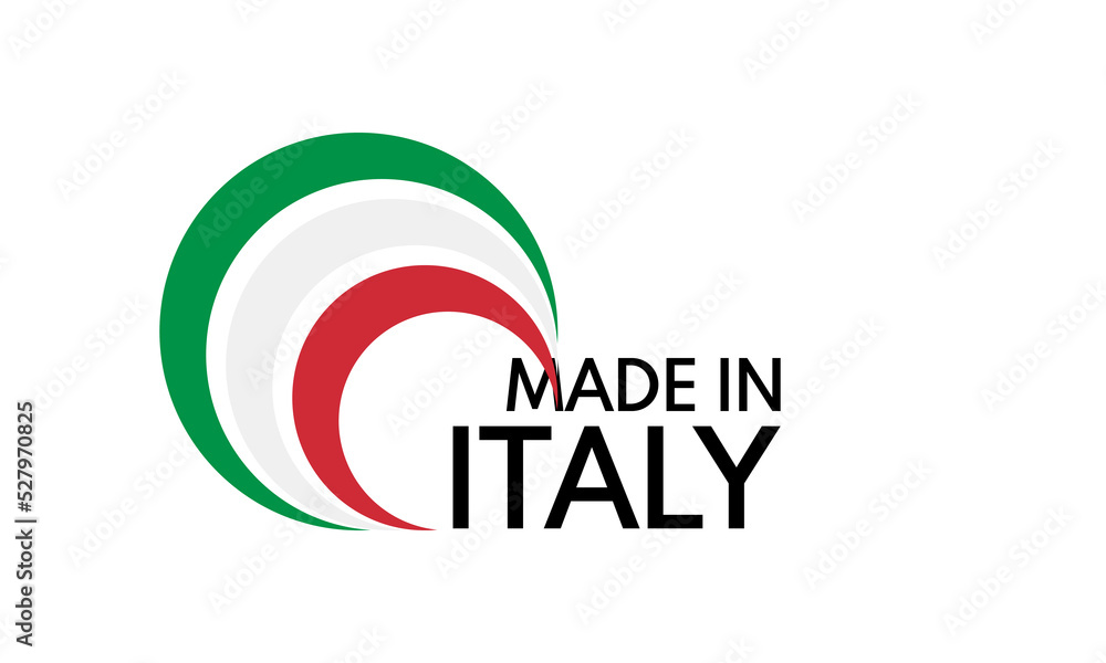 made in italy, circles in italian flag colors, vector logo on white ...