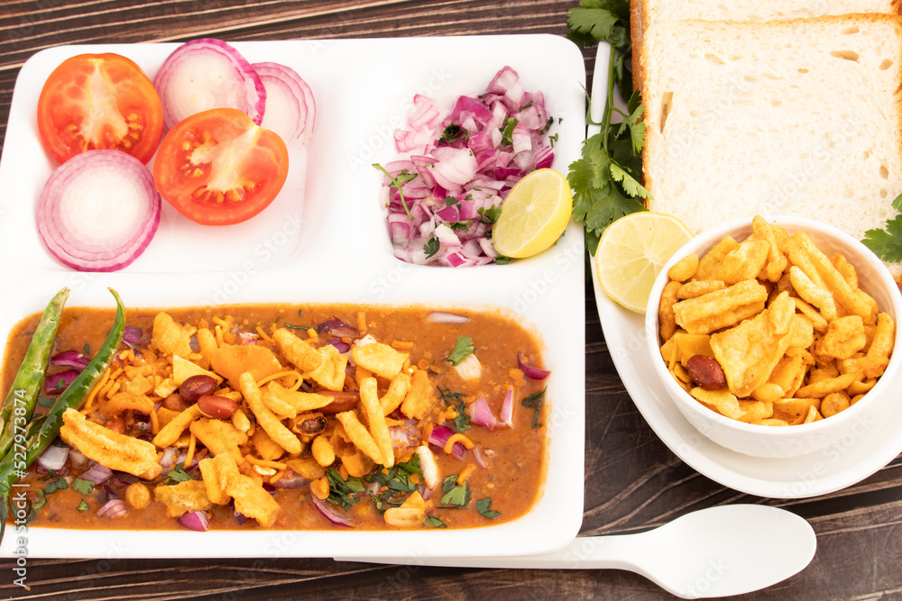 Misal Pav Or Usal Paav Is Famous Maharashtrian Spiced Street Dish. Buns ...