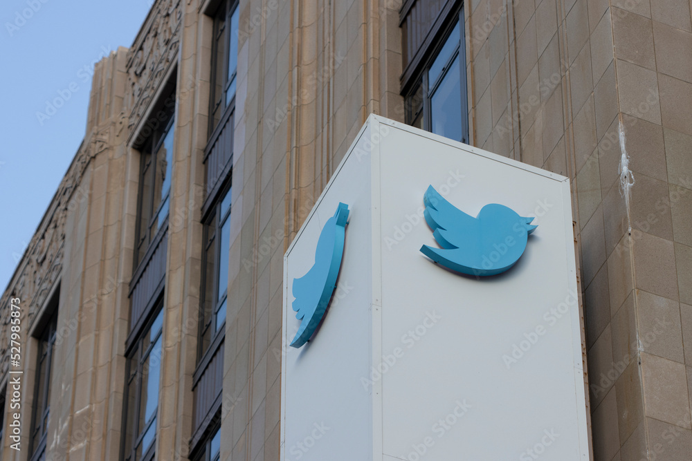 San Francisco, CA, USA - May 1, 2022: Twitter logo is seen at its ...