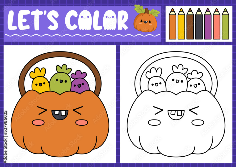 Cute Kawaii Halloween Coloring Pages