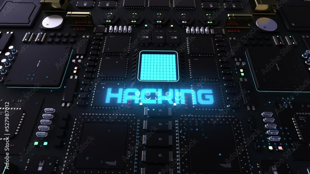 hacking the header on the background of a chip with a lot of processes ...