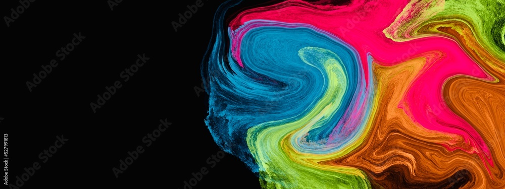 Modern colored wallpaper with black copy space, alcohol ink texture ...