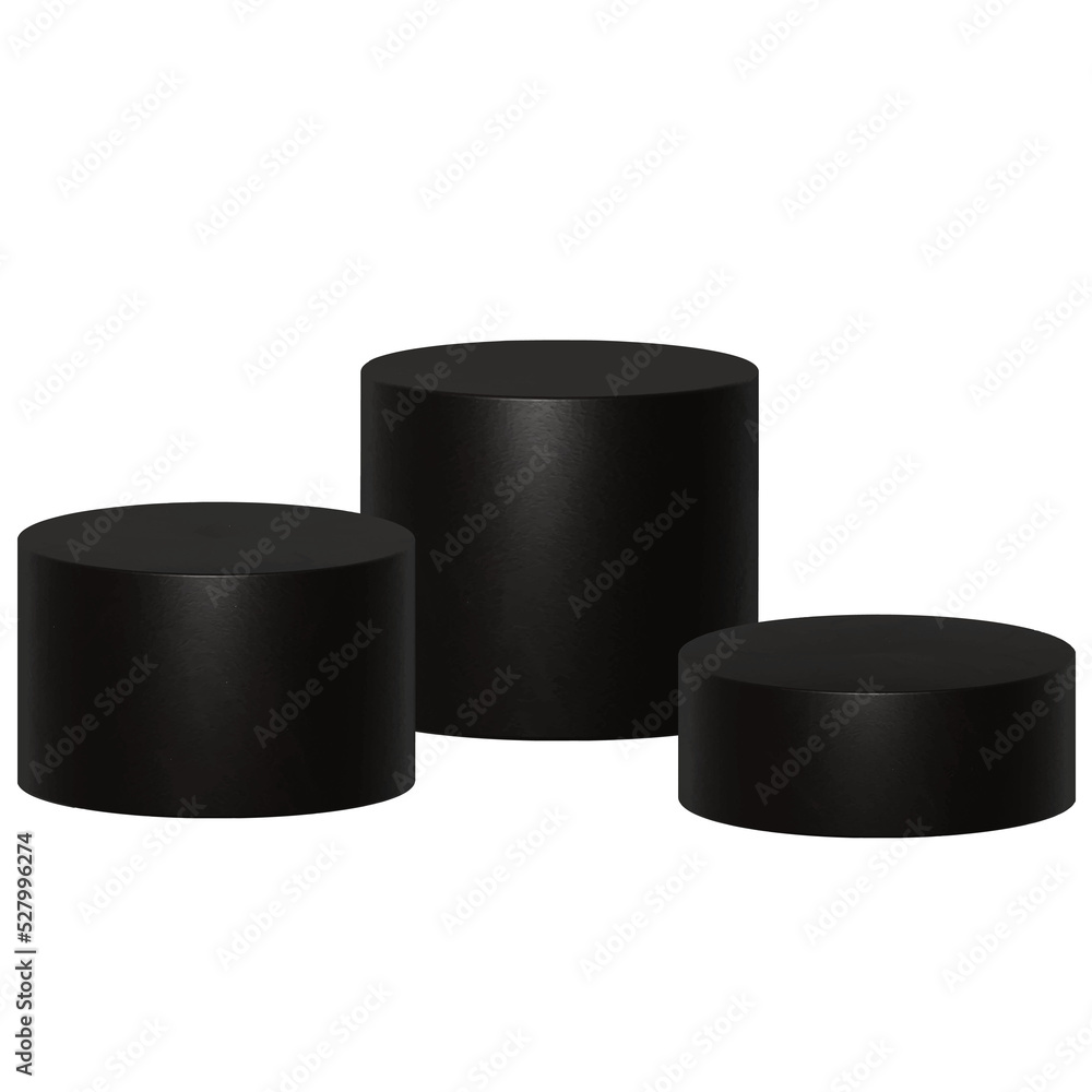 3d podium platform. 3d cylinders. Realistic black pedestal stages ...