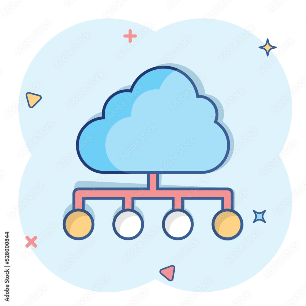 Vector cartoon cloud computing technology icon in comic style ...