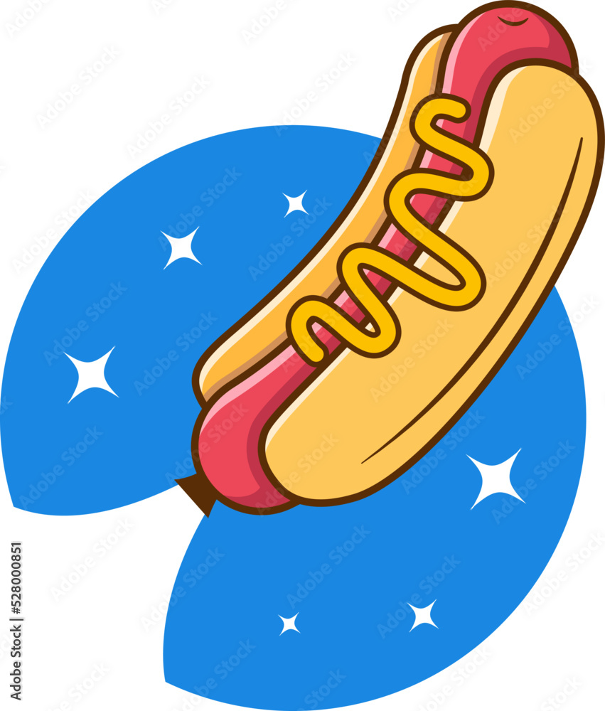 flying hotdog rocket mascot logo with stars background Stock Vector ...