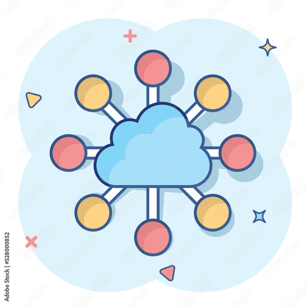 Vector cartoon cloud computing technology icon in comic style ...