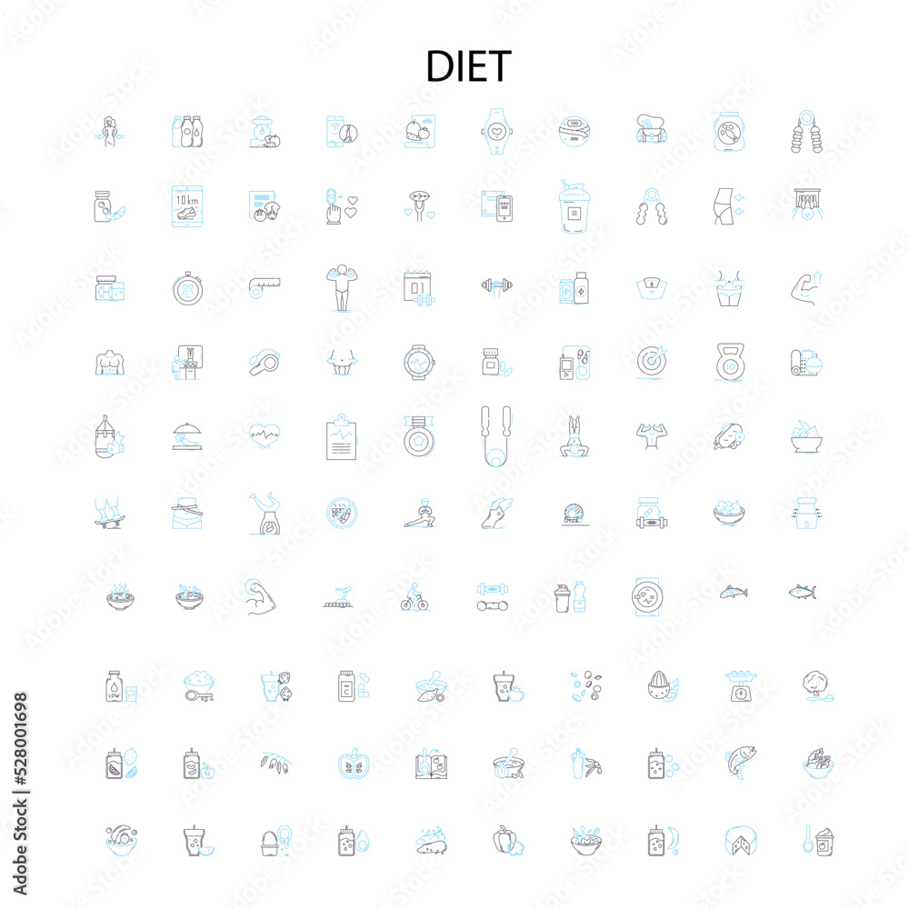 diet icons, signs, outline symbols, concept linear illustration line ...
