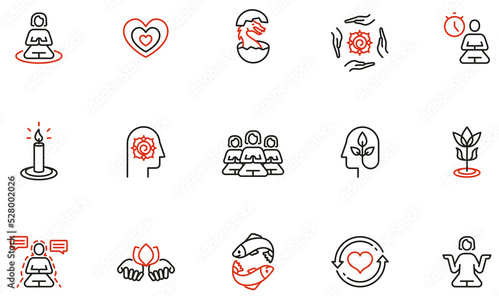 Vector Set of Linear Icons Related to Harmony, Meditation Classes ...