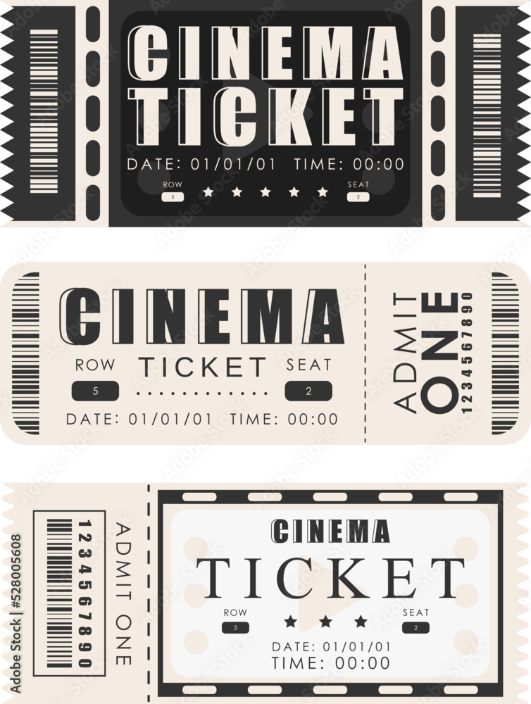 Ticket template set. Pass card design. Isolated on white background ...