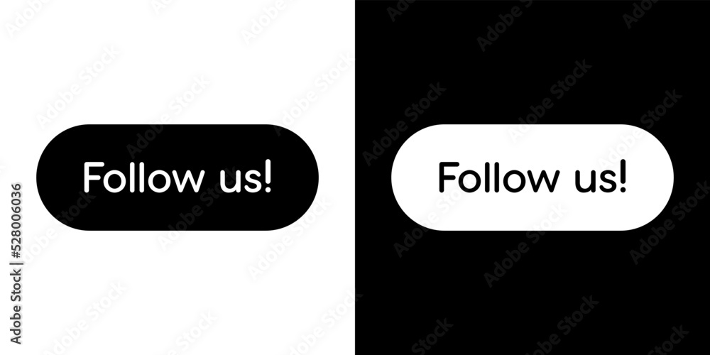 Follow us button icon vector in clipart style. Social media elements ...