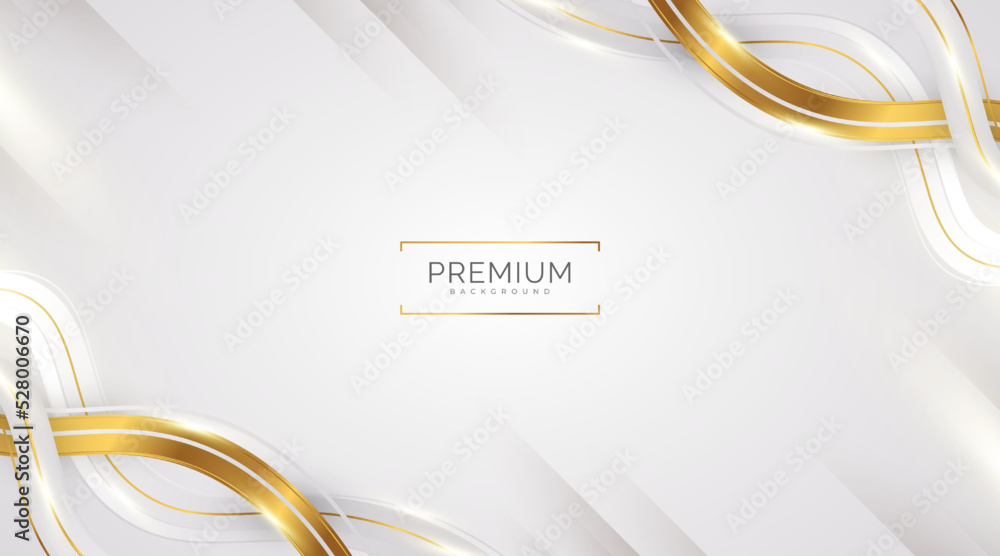 Luxury White and Gold Background with Golden Lines and Paper Cut Style ...