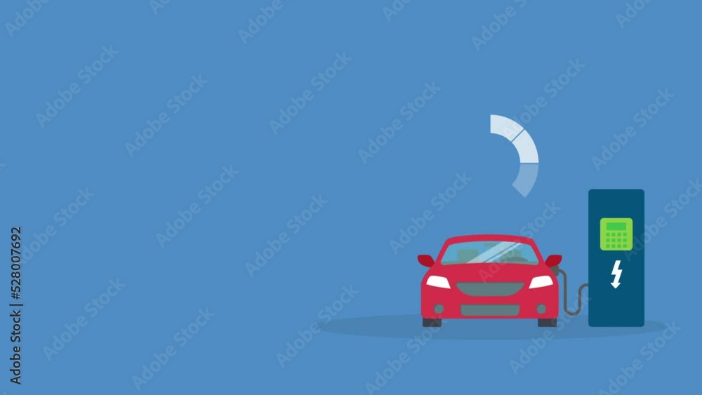 Electric vehicle charging station with progress bar. Animation. Stock ...