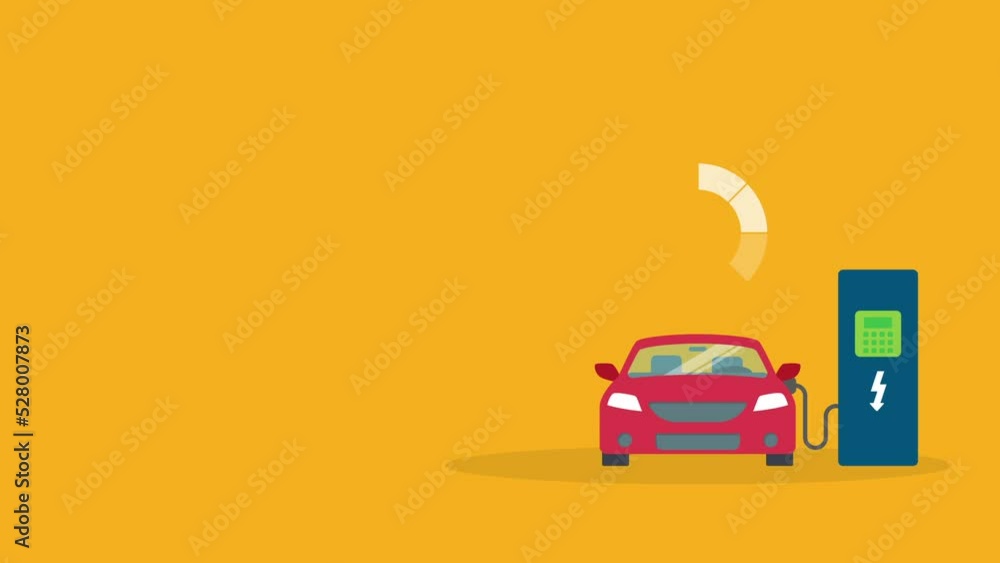 Electric vehicle charging station with progress bar. Animation. Stock ...