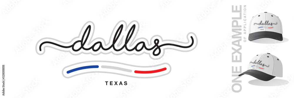 Dallas Texas USA, abstract Texas flag ribbon, new modern handwritten ...