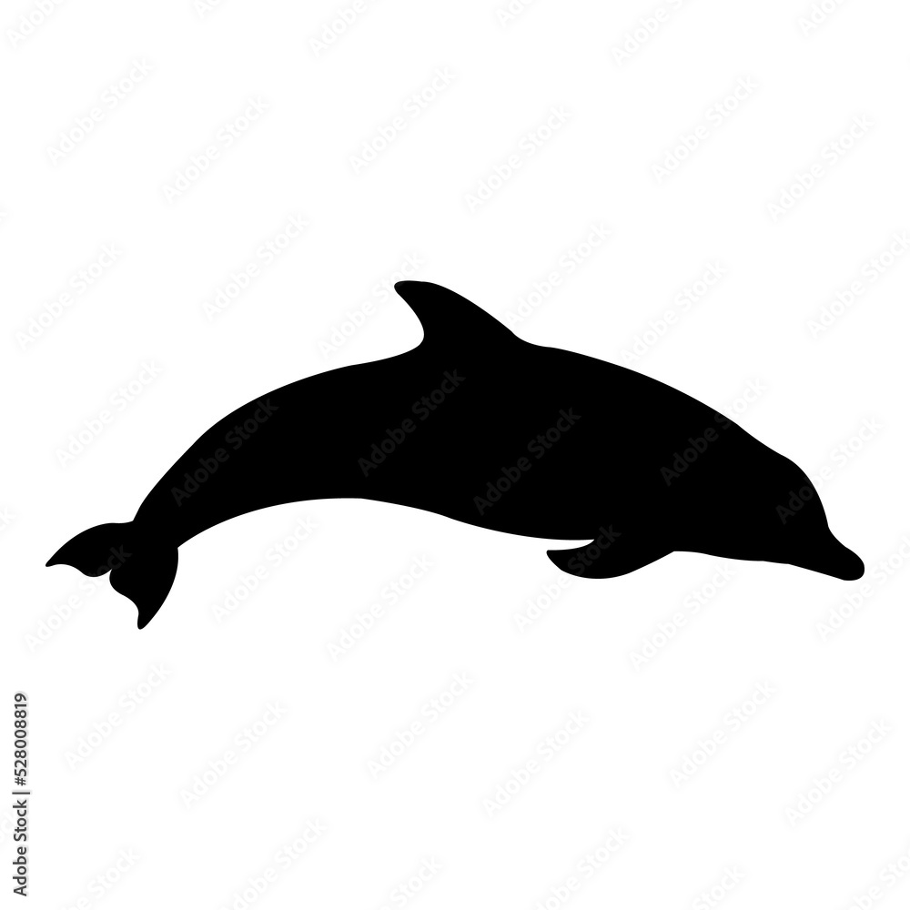 Silueta delfín saltando aislado en color negro Stock-Illustration ...