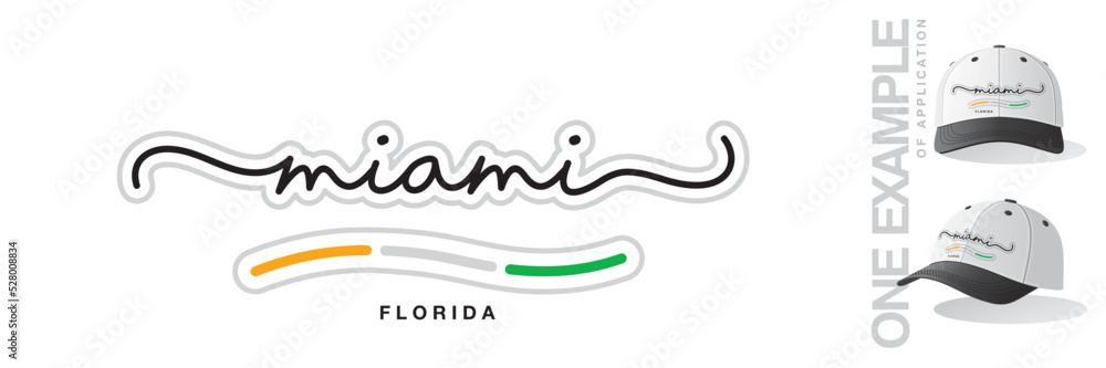 Miami Florida USA, abstract Miami flag ribbon, new modern handwritten ...