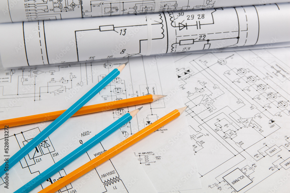 electrical engineering drawing Stock Photo | Adobe Stock