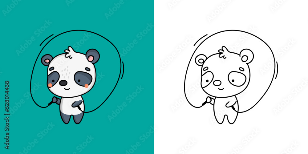 Cute Panda Athlete Clipart for Coloring Page and Illustration. Happy ...