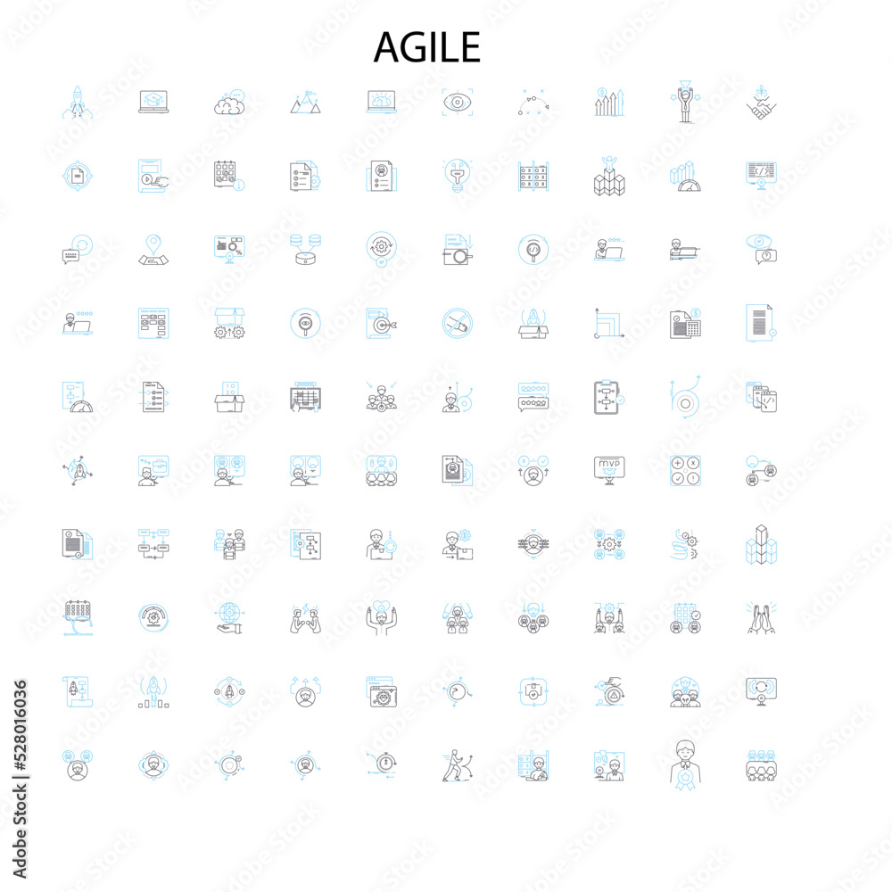 Agile Icons Signs Outline Symbols Concept Linear Illustration Line Collection Stock Vector