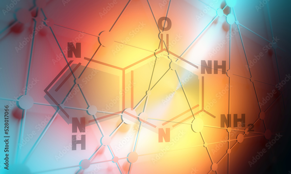 Chemical structural formula of guanine - DNA and RNA nitrogen base ...